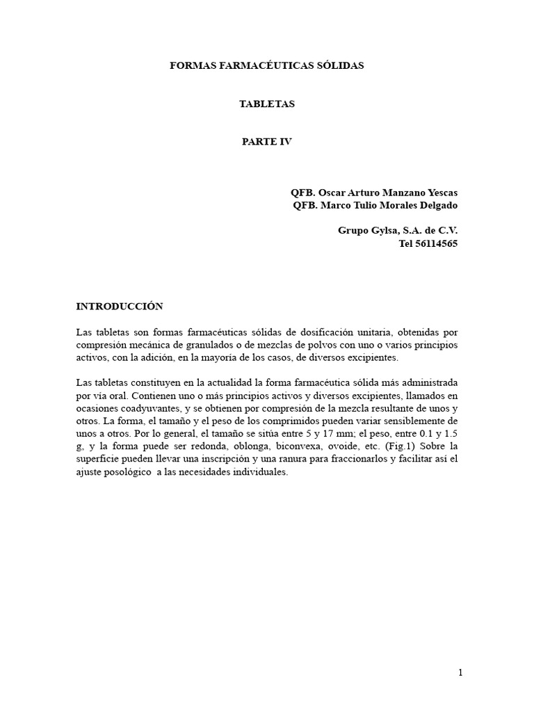 Clasificación y Características de Tabletas | PDF | Tableta (Farmacia ...