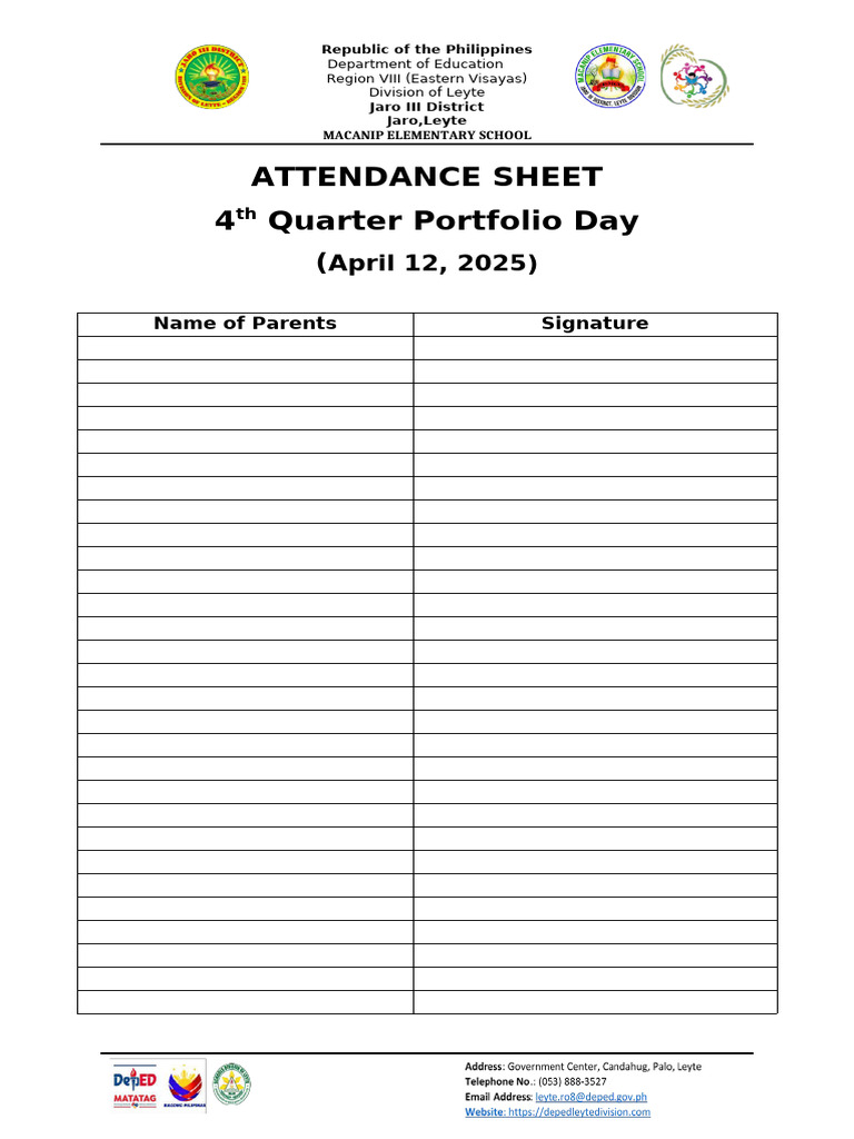 Macanip Elementary School Attendance Sheet | PDF