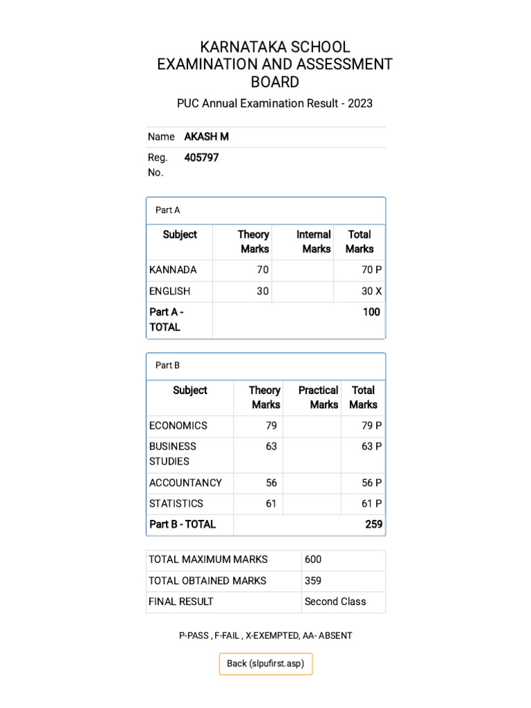 2023 Karnataka PUC Annual Exam Results | PDF