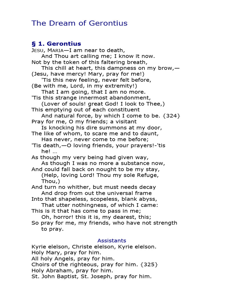 The Dream of Gerontius | PDF | Angel | Religious Belief And Doctrine