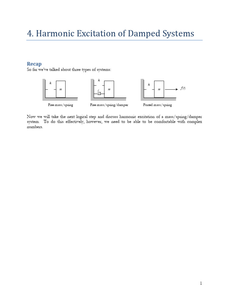 Response of The Spring-Mass-Damper System To Harmonic Excitation | PDF ...
