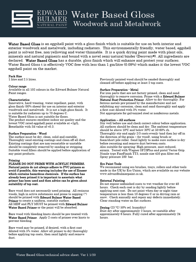 Water Based Gloss April 2021 1 | PDF | Paint | Materials