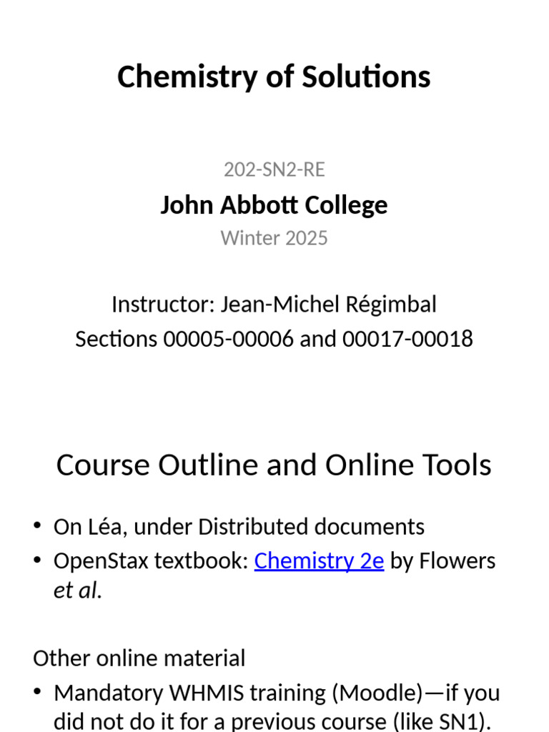 Posted SN2 Lecture Slides W2025 | PDF | Precipitation (Chemistry) | Salt (Chemistry)