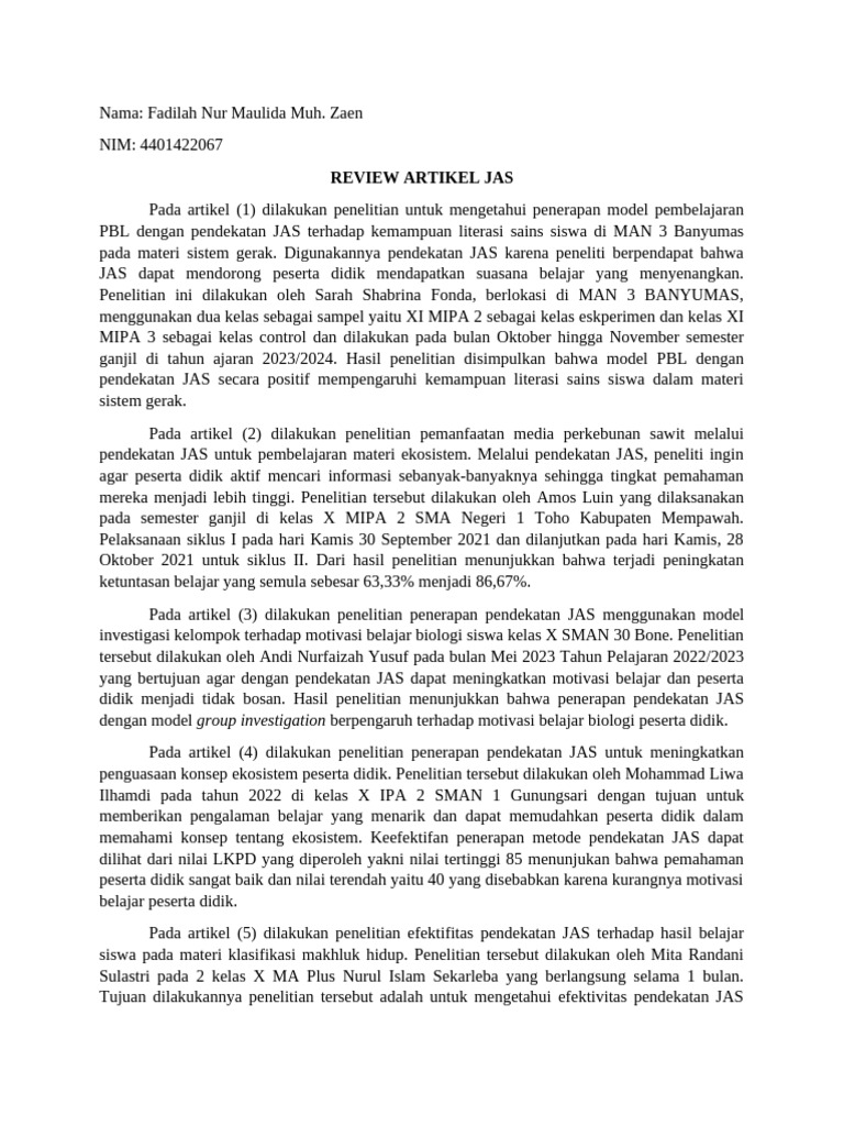 Review Artikel JAS | PDF