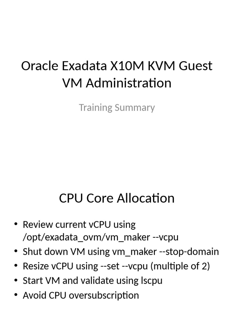 Exadata X10M KVM Training | PDF