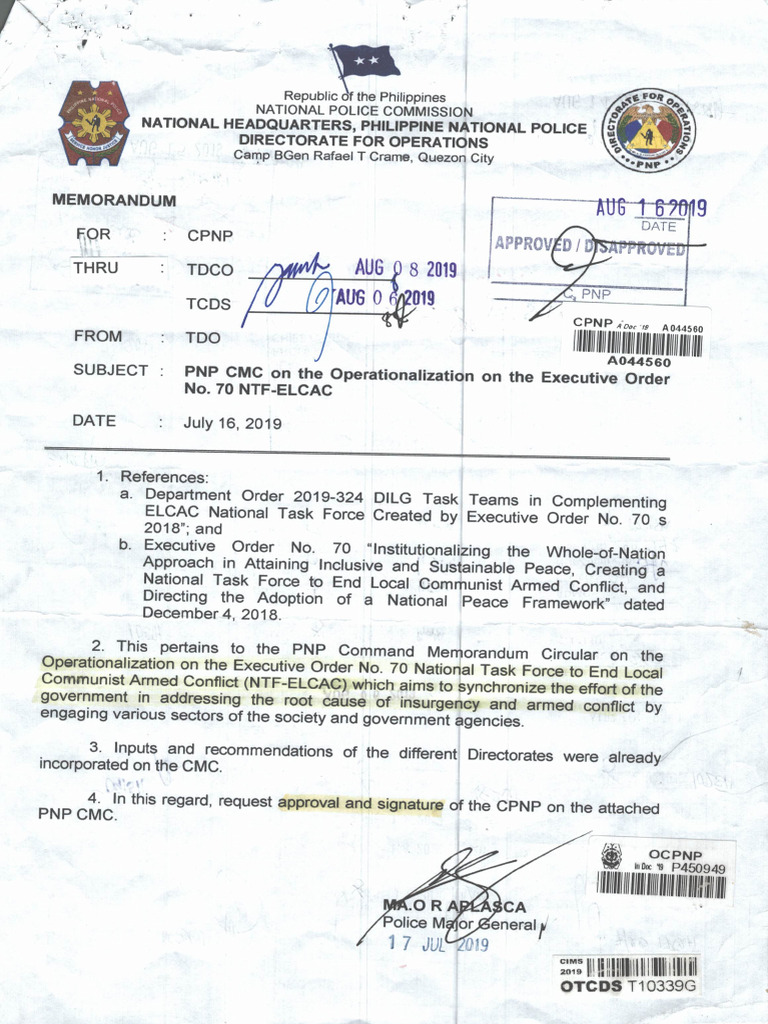 PNP CMC 27-2019 Elcac | PDF