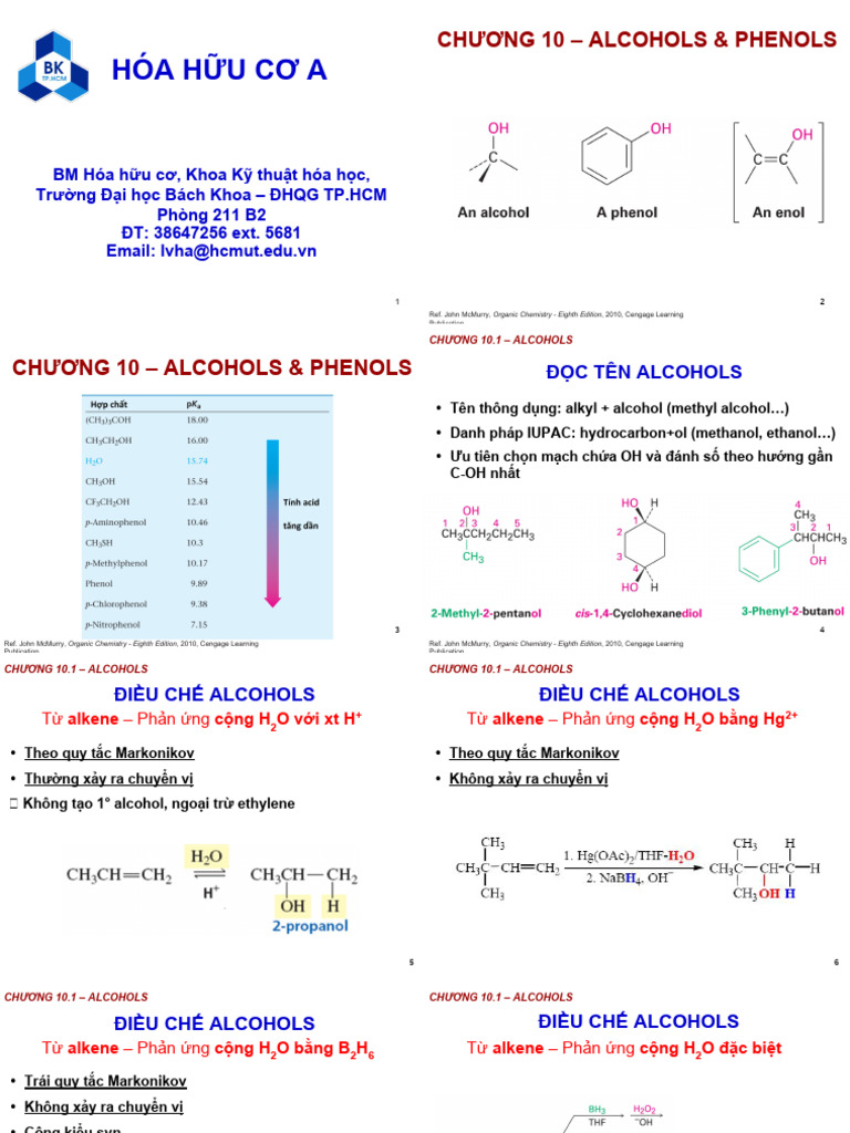 Hóa H U Cơ A: Chương 10 - Alcohols & Phenols | PDF