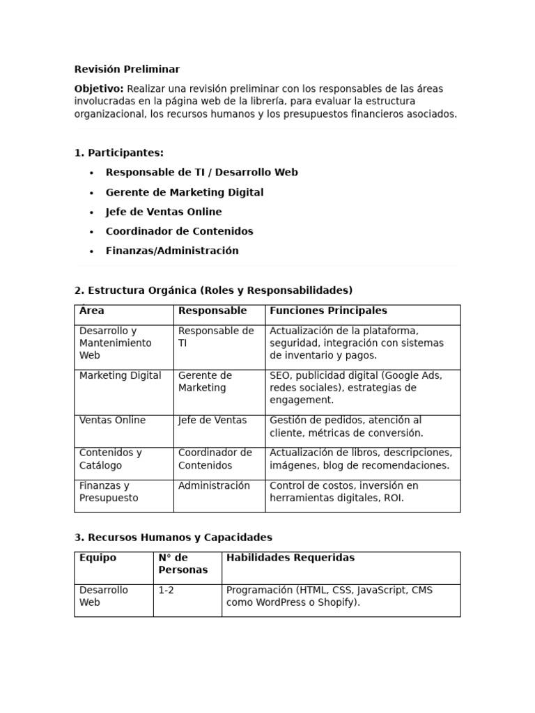 Revisión Preliminar | PDF | Posicionamiento en buscadores | Presupuesto