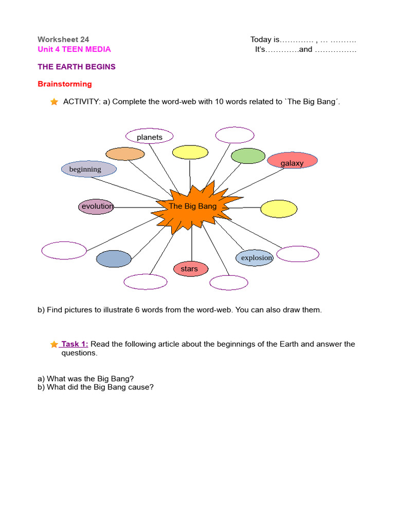 Worksheet 24 Teen Media The Big Bang | PDF | Planets | Planets In Astrology