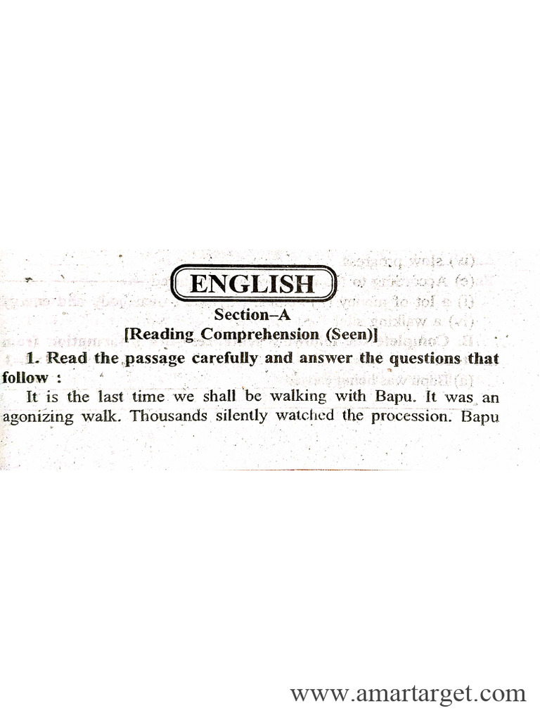 2018 English Question (Madhyamik) - Watermark | PDF