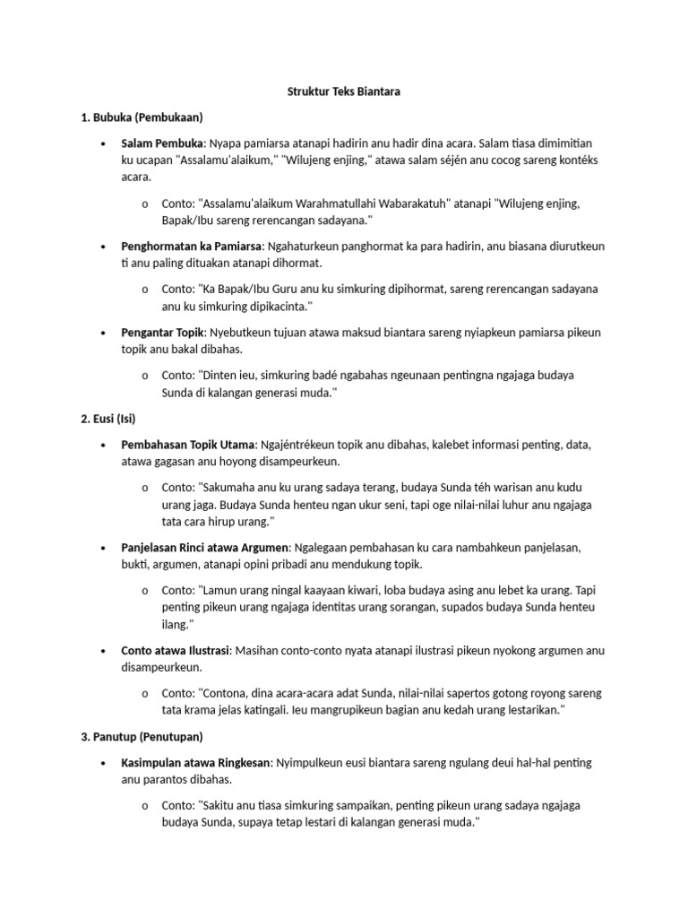 Struktur Teks Biantara Kelas X | PDF