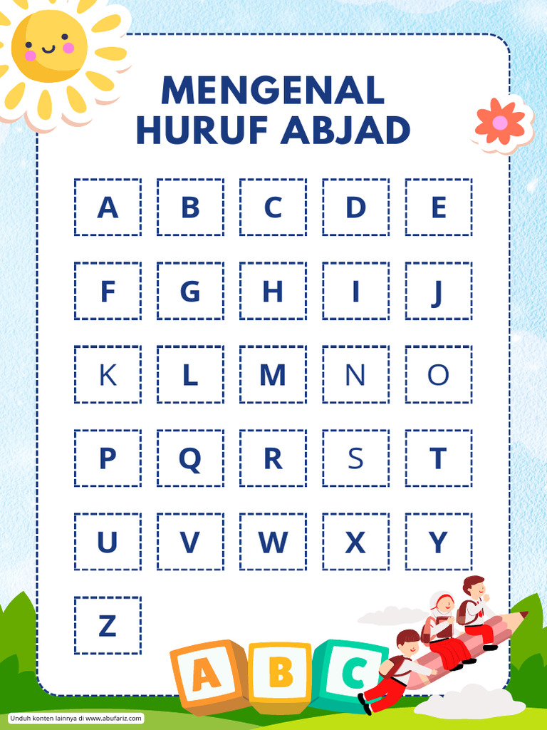POSTER Mengenal Huruf Abjad Poster Biru Ilustrasi | PDF