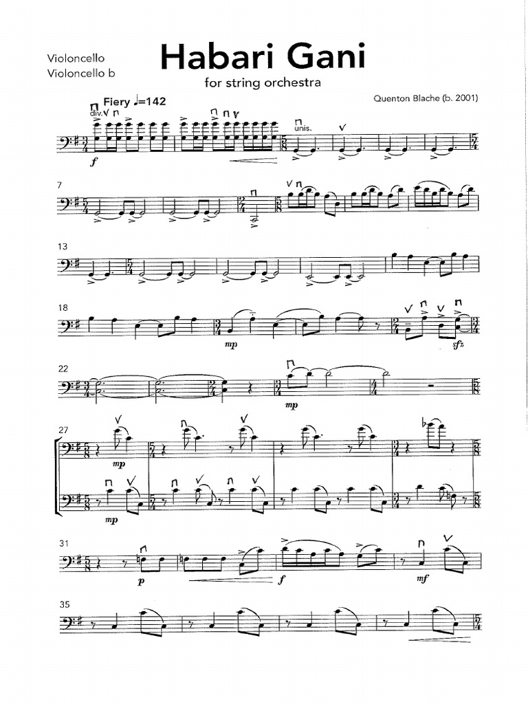 Habari Gani - Cello (Bowed) | PDF