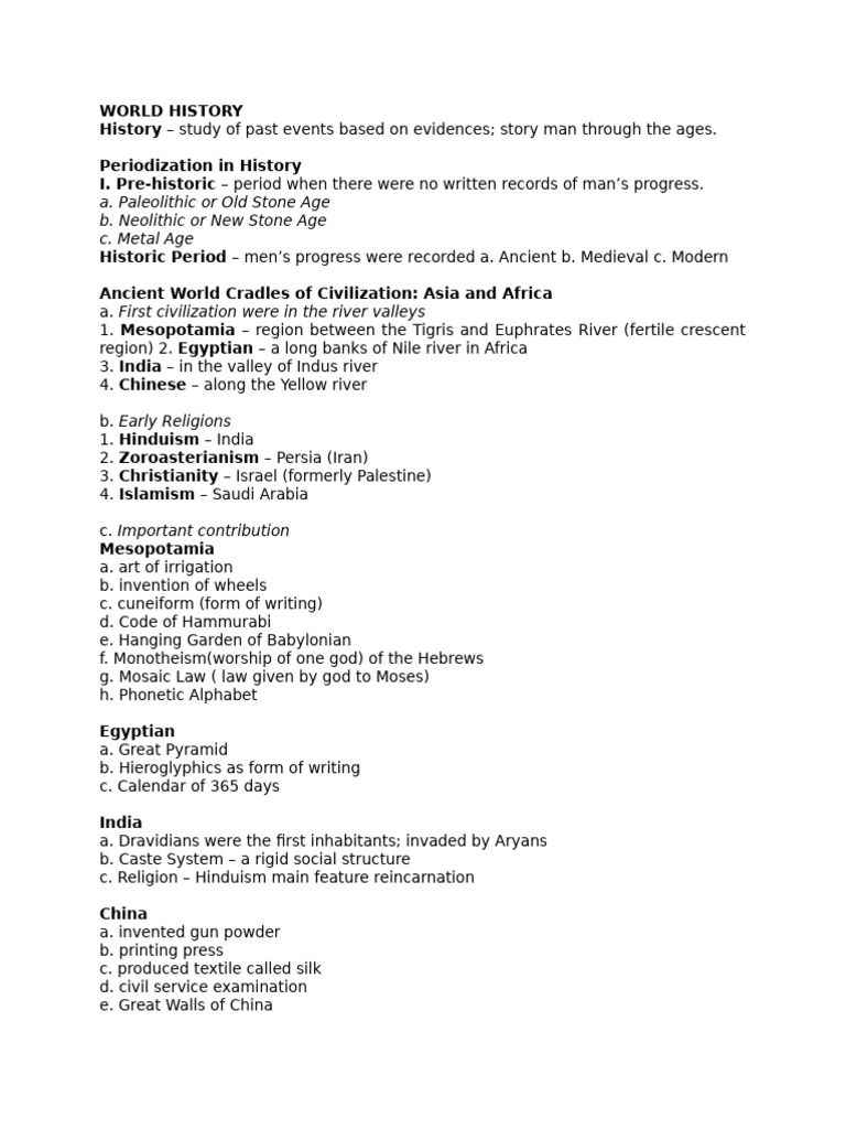 Overview of World History Periods | PDF | Mesopotamia | Ancient Rome
