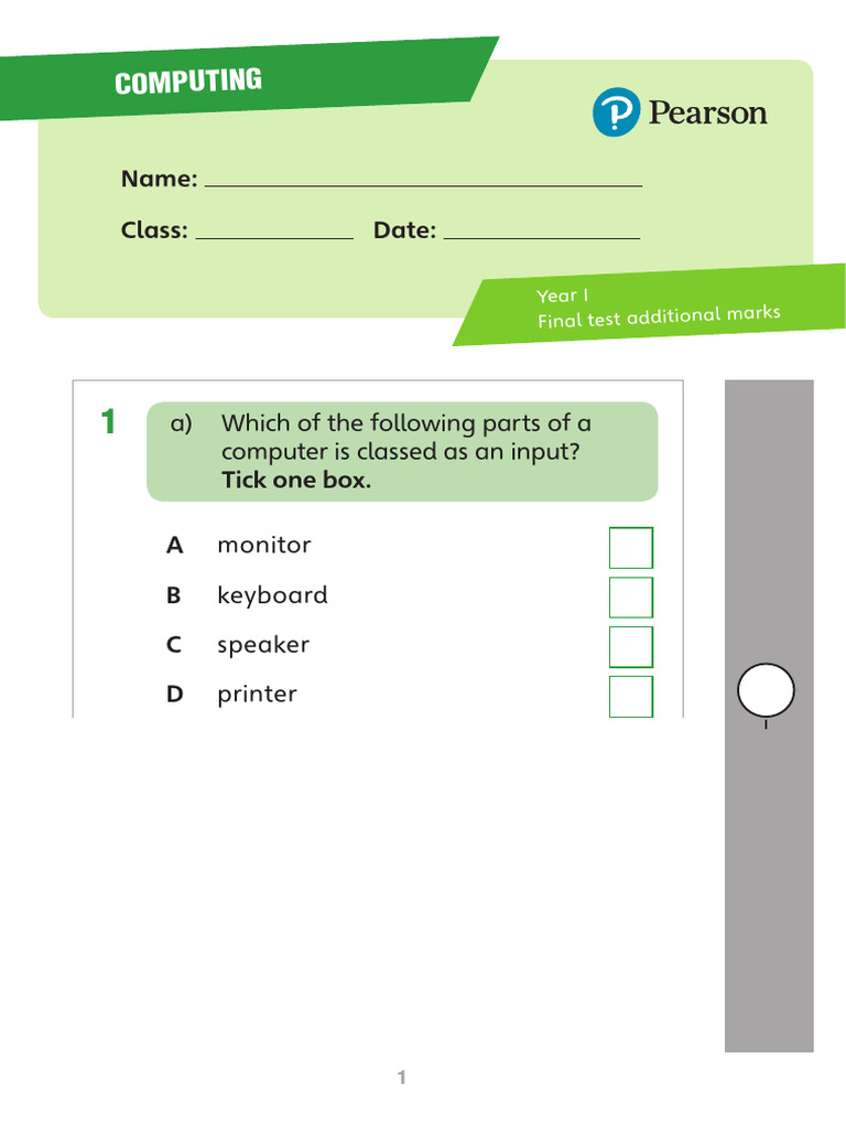Iprimary Computing Year 1 Term 3 Final Test | PDF
