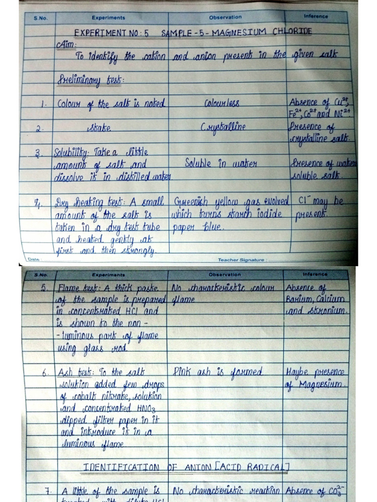 12 Che Salt Analysis - 5 Magnesium Chloride | PDF