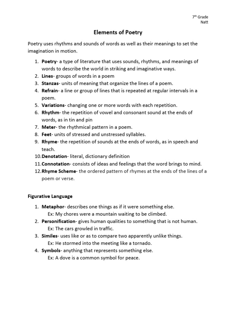 Elements of Poetry | PDF | Poetry | Rhyme