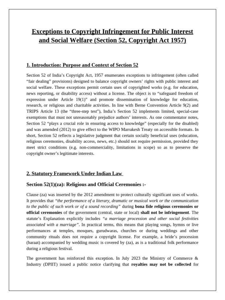 Section 52 Za to Zd Write Up 1406 Ayush Sharma | PDF | Copyright | Fair Use