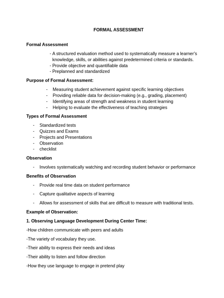 Understanding Formal Assessment Methods | PDF | Educational Assessment ...