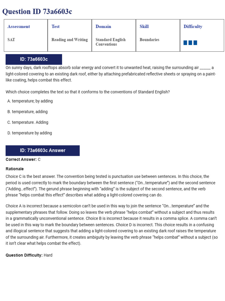 SAT Standard English Conventions Practice | PDF | Comma | Grammatical ...