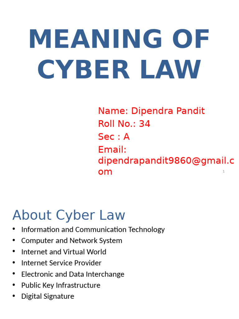 Meaning of Cyber Law-1 | PDF | Cyberspace | Internet