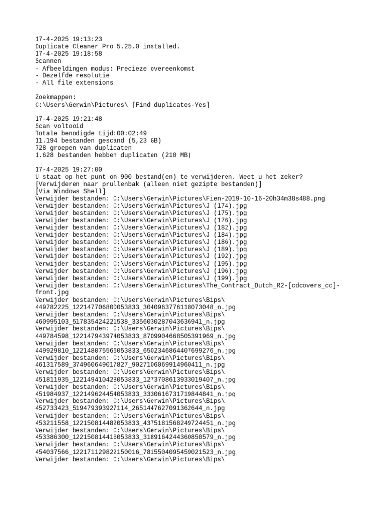 Duplicate Cleaner Log File | PDF