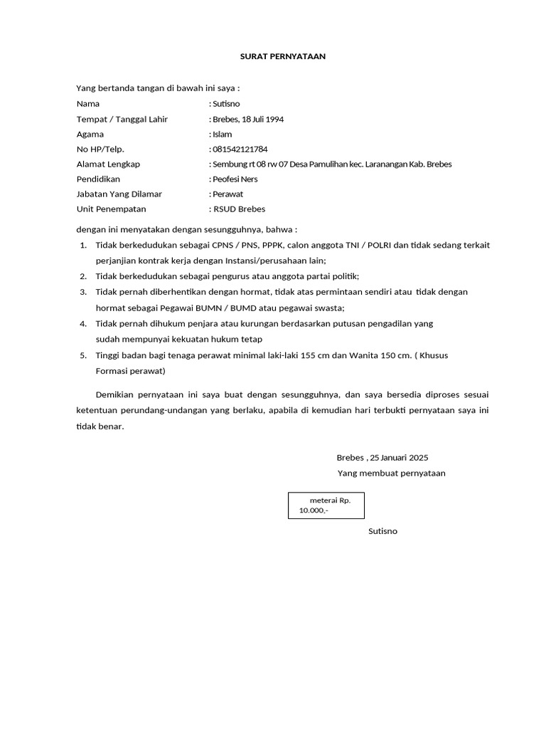 Format-Surat-Pernyataan | PDF