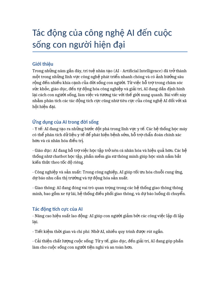 Tac Dong AI Den Doi Song Con Nguoi | PDF