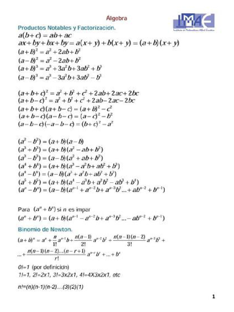 Fomulario de MatemÃ¡ticas | PDF