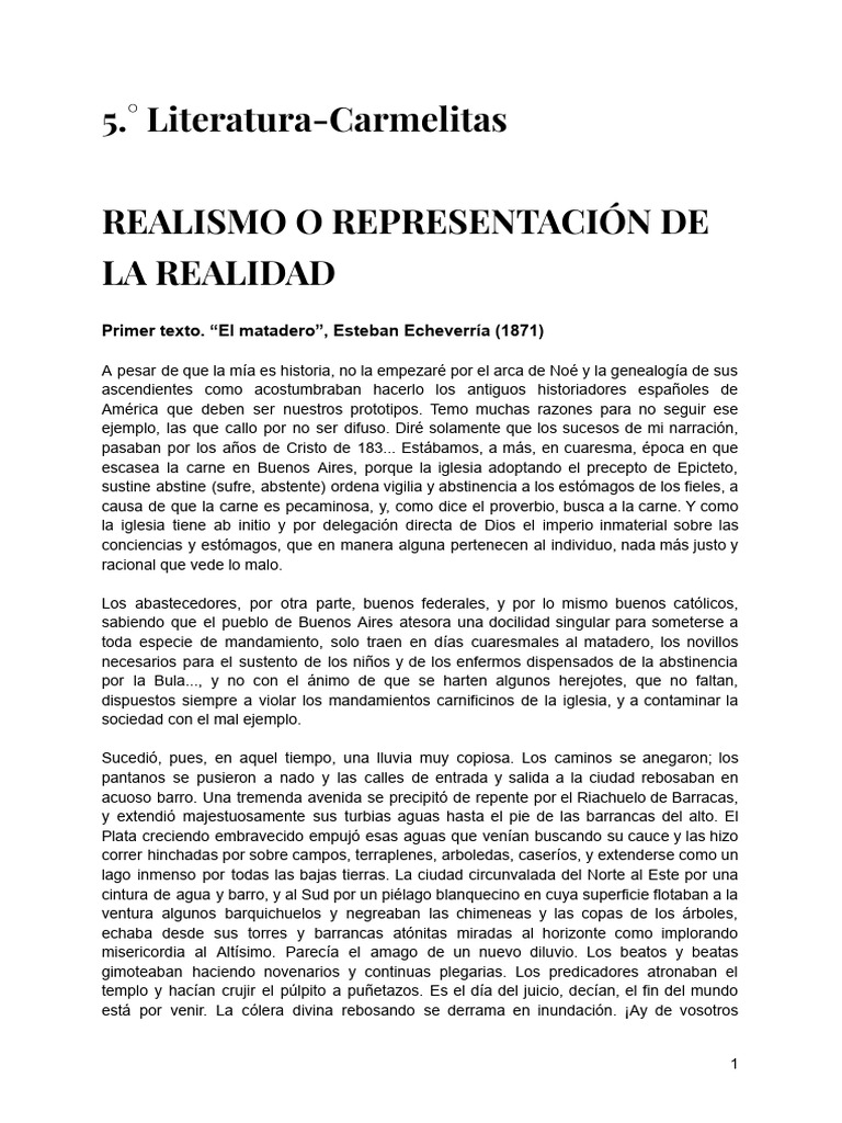 Realismo-lecturas 5° año Carmelitas | PDF