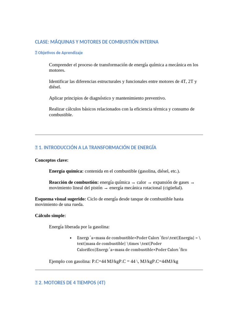 Clase Motores Combustion Interna | PDF | Motor de combustión interna | Motor diesel