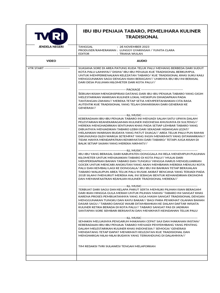 Ibu Ibu Penjaja Tabaro, Pemelihara Kuliner Tradisional | PDF