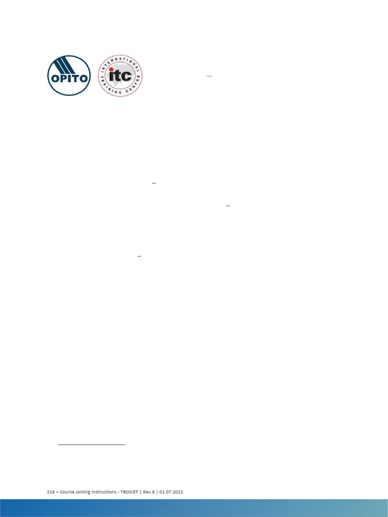 216 - Course Joining Instructions - TBOSIET - V8 | PDF | Learning ...