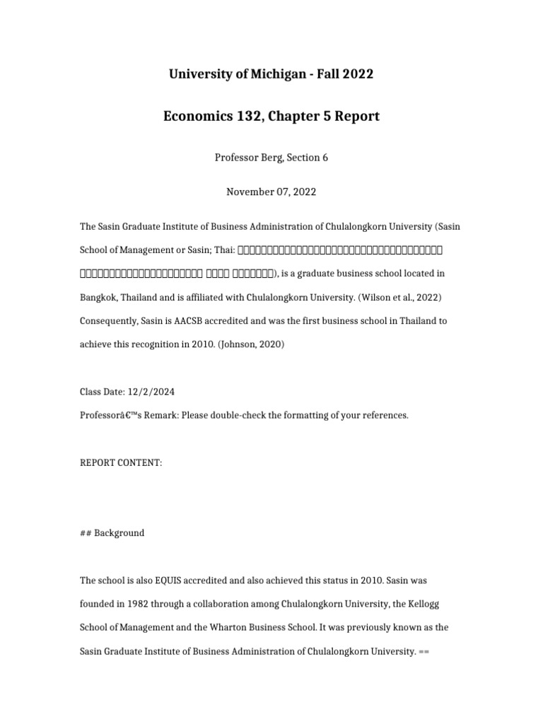 Economics 132 Chapter 5 Report | PDF