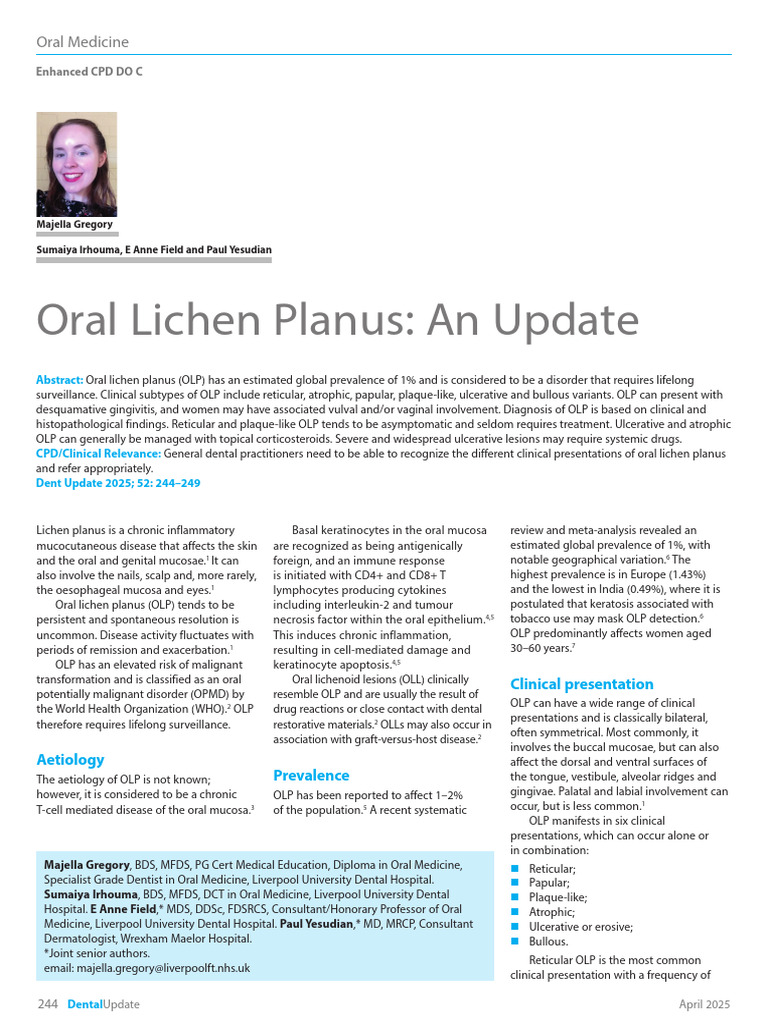 Oral Lichen Planus An Update | PDF | Diseases And Disorders | Medicine