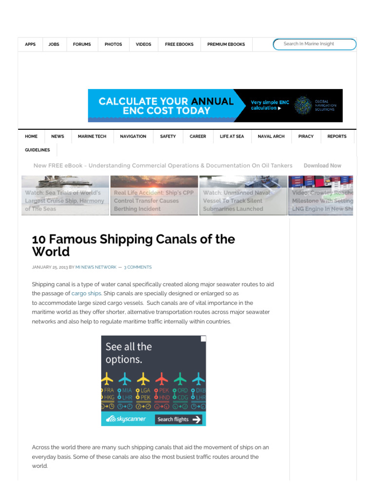 10 Famous Shipping Canals of The World | PDF | Canal | Ships