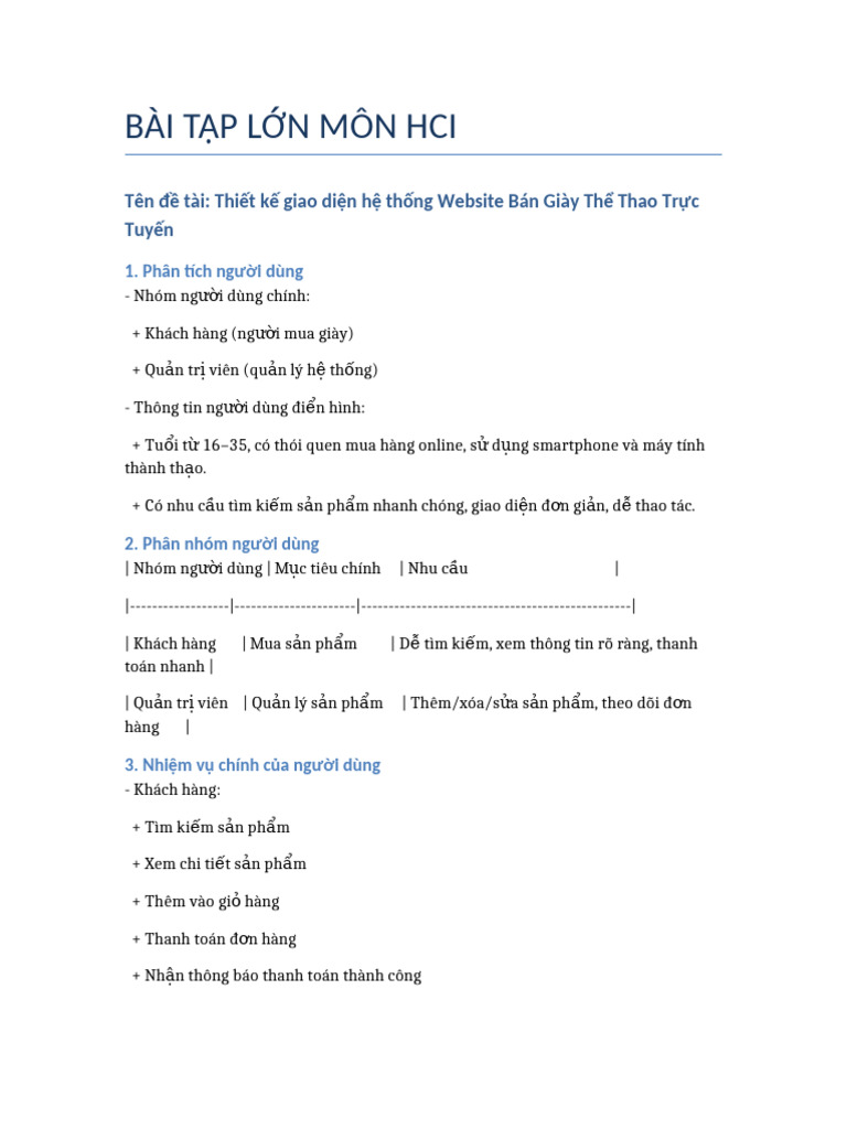 BTL HCI Thiet Ke Giao Dien Web Ban Giay | PDF