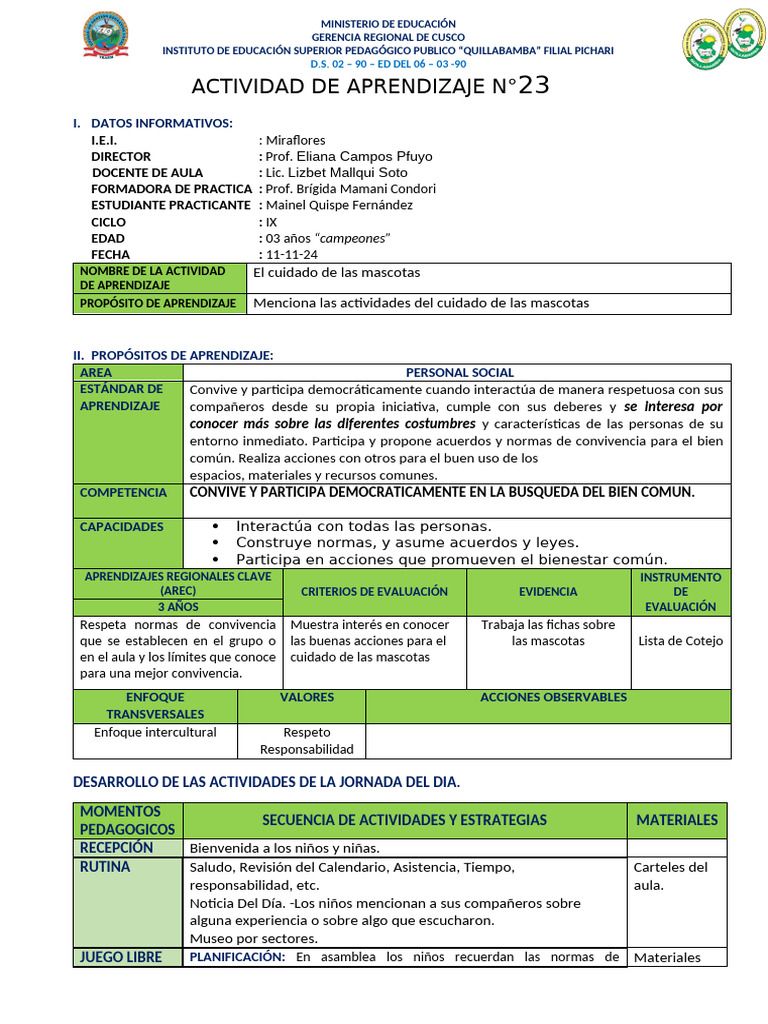 SESION DE APRENDIZAJE INICIAL | PDF | Aprendizaje | Maestros