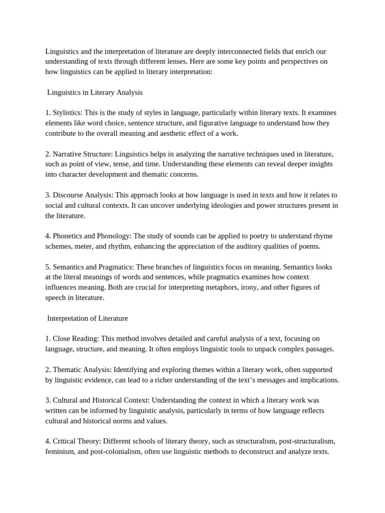 Linguistic Approaches to Literary Interpretation | PDF | Linguistics ...