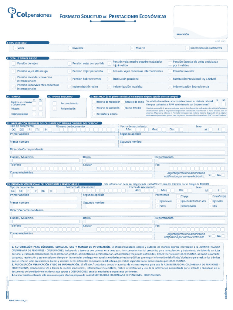 Formularios Solicitud Pension Invalidez | PDF