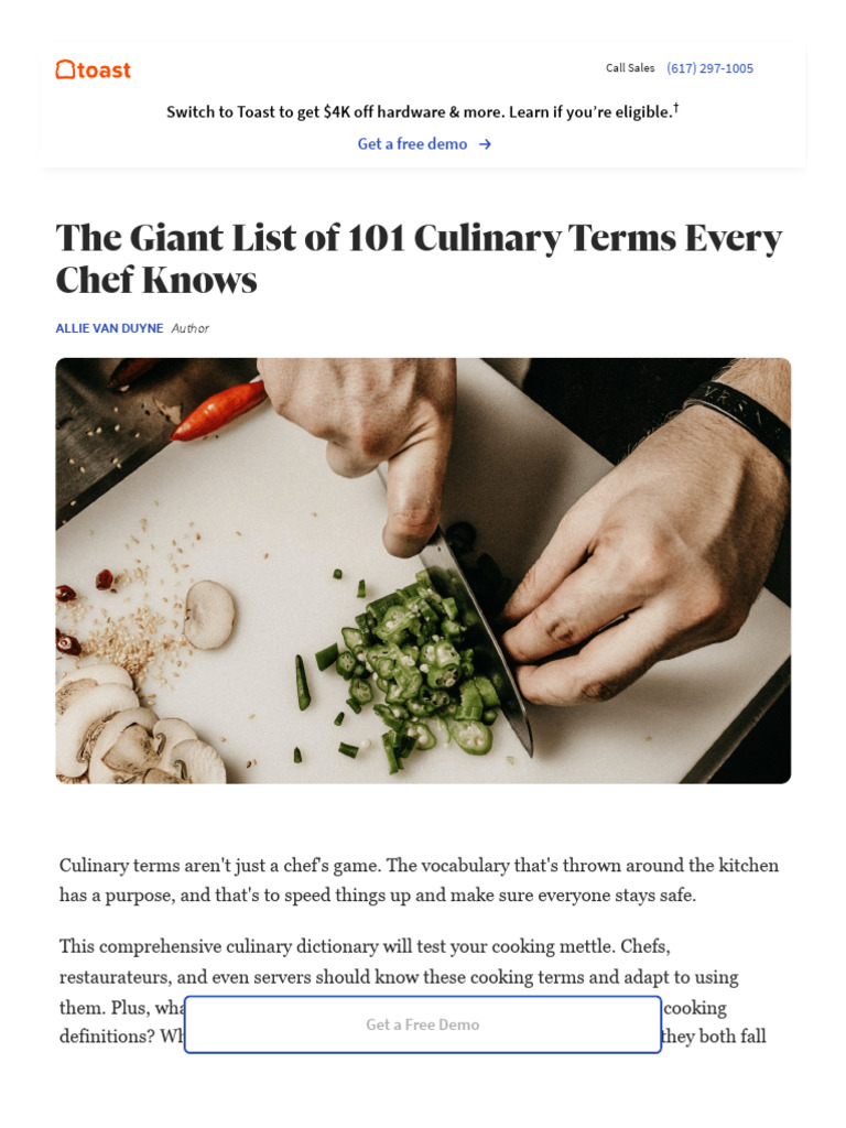 101 Culinary, Cooking, Food Terms and Definitions Every Chef Knows ...
