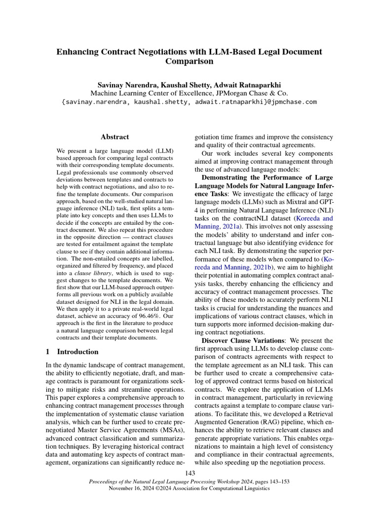 Enhancing Contract Negotiations With LLM-Based Legal Document | PDF ...