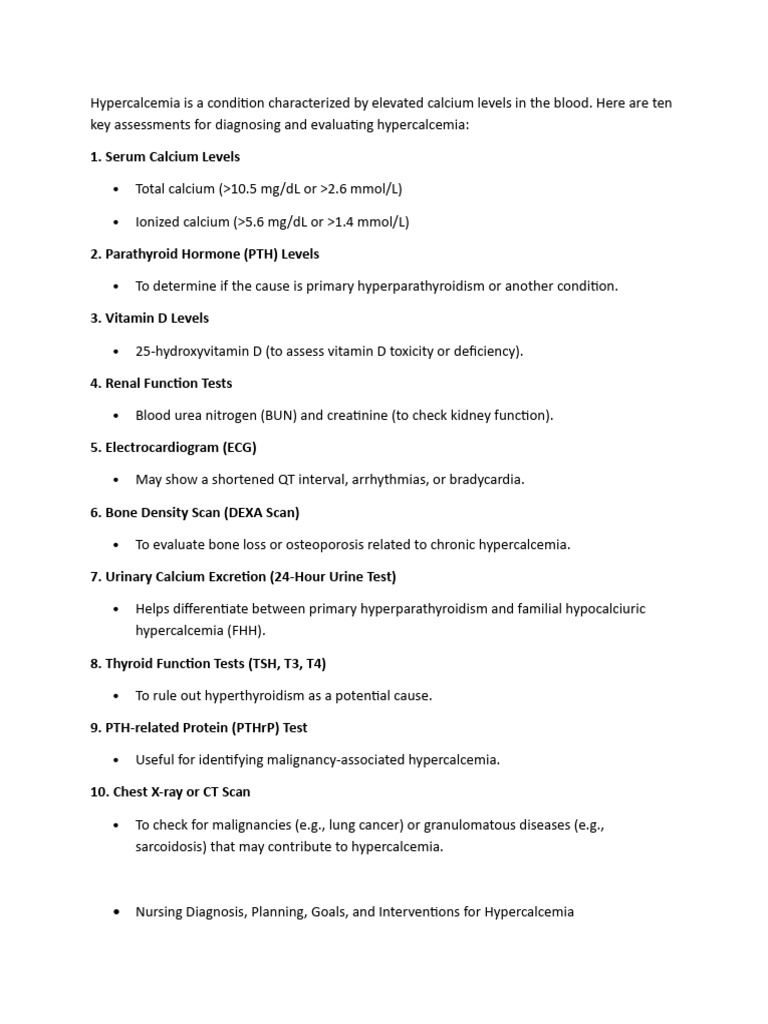 Hypercalcemia Is A Condition Characterized by Elevated Calcium Levels ...