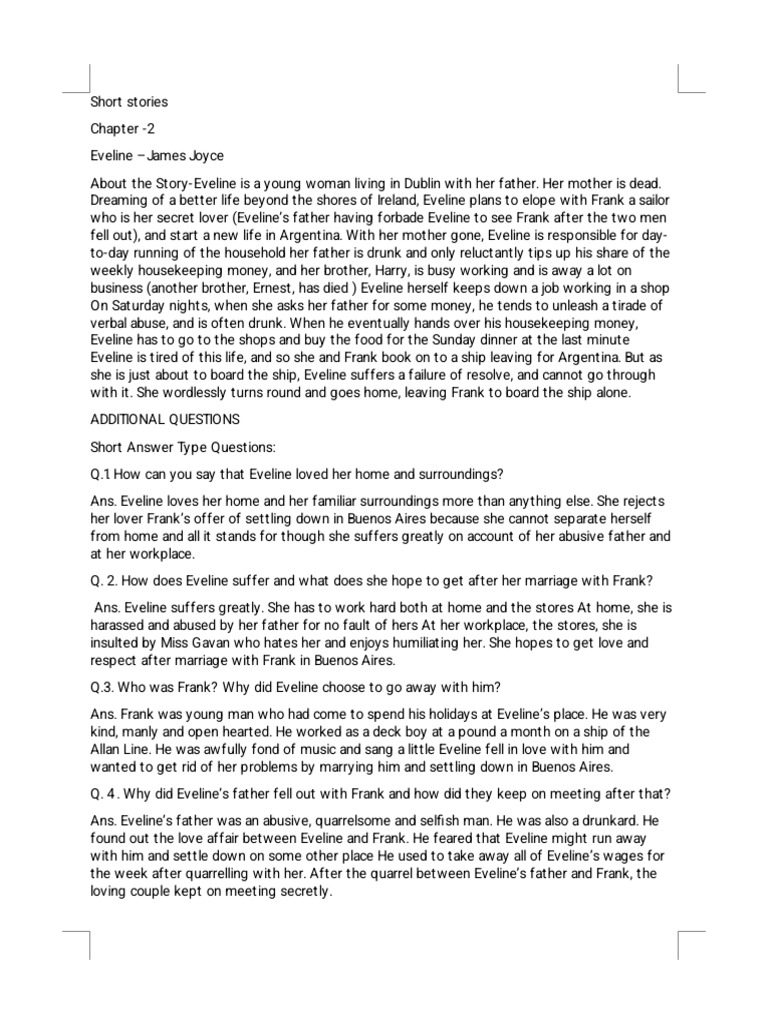 Ch-2 Eveline (Short Story) | PDF