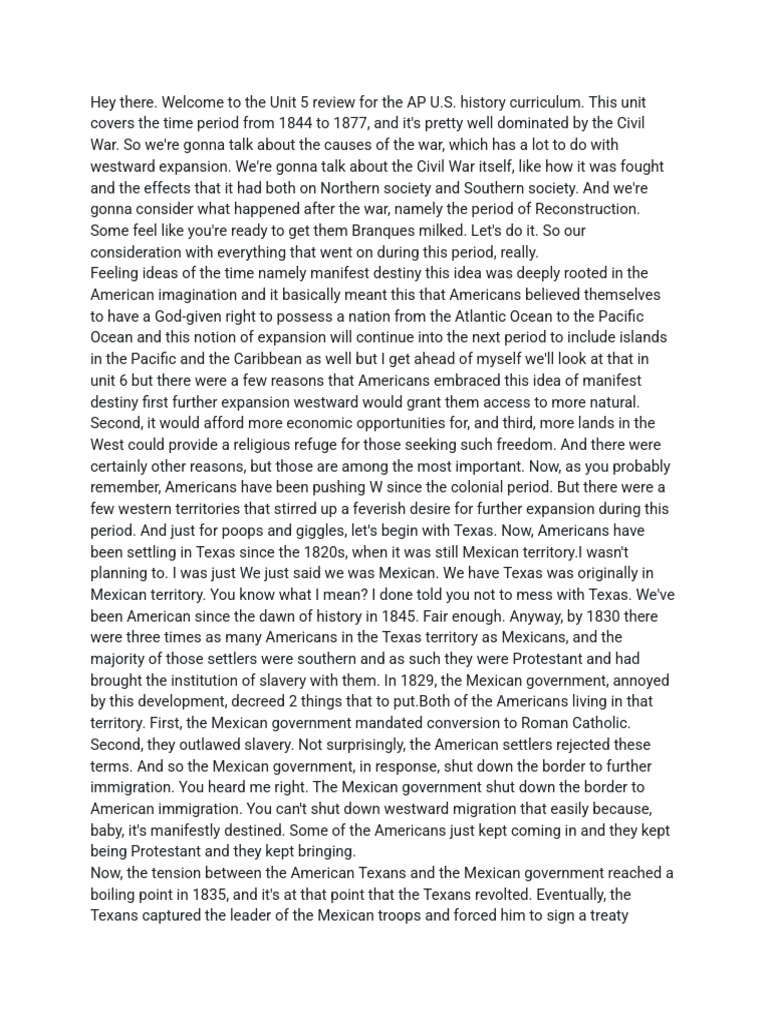 Apush Per 5 | PDF | Confederate States Of America | Slavery In The ...