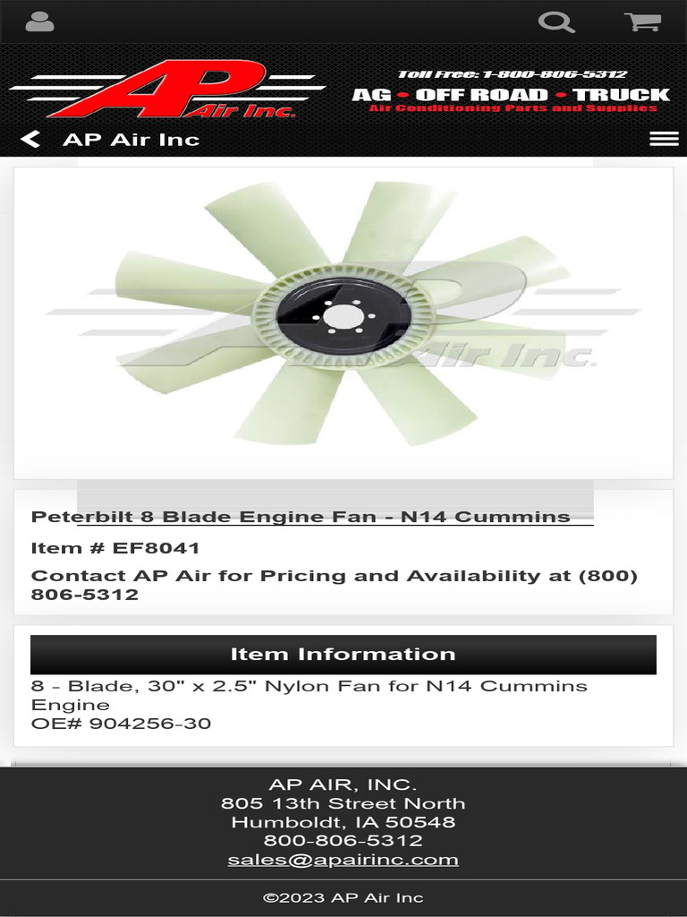 AP Air Inc - Peterbilt 8 Blade Engine Fan - N14 Cummins | PDF