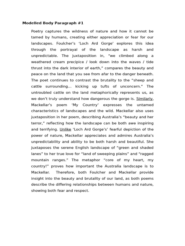Modelled Body Paragraphs | PDF | Landscape