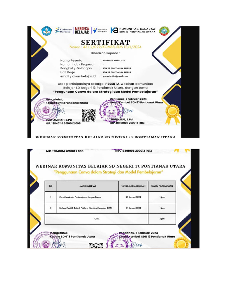 Contoh Sertifikat Kombel | PDF