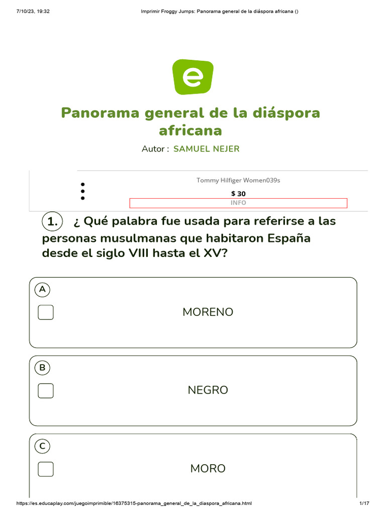 Panorama General de La Diáspora Africana - Samuel Nejer | PDF ...