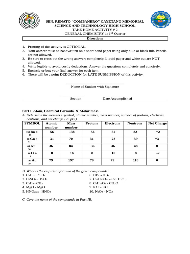 GenChem Q1 Act 2 | PDF